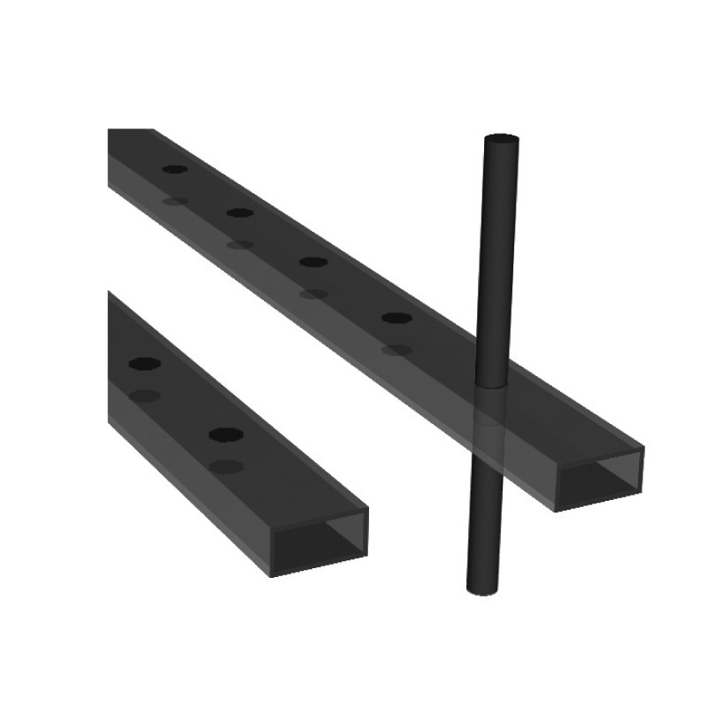 Tube acier perforé 40x20x2 avec 23 trous ronds diam. 14 mm - 3M